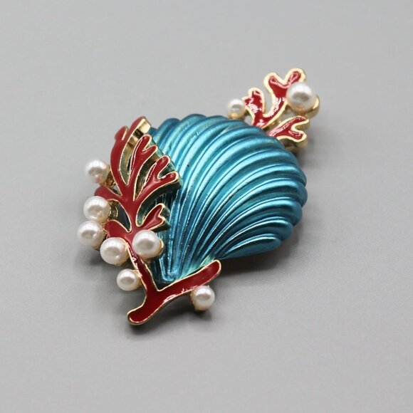 Jewelry | Jewelry Pin Brooch Pendant Shell Water Coral Reef Gold Tone ...